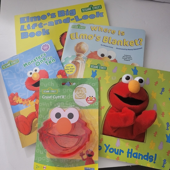 Sesame Street | Other | Elmo Bundle Puppet Book Lift Flap Board Books ...